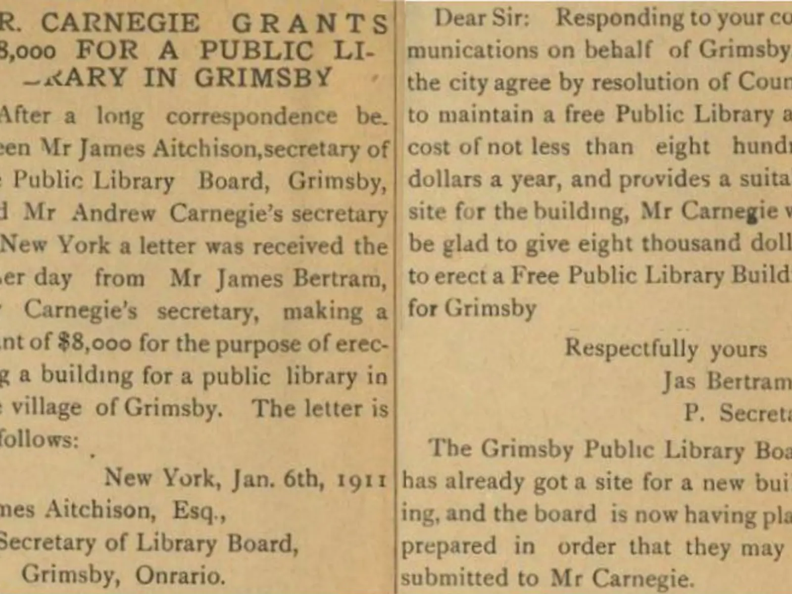 Our History | Town of Grimsby - Library